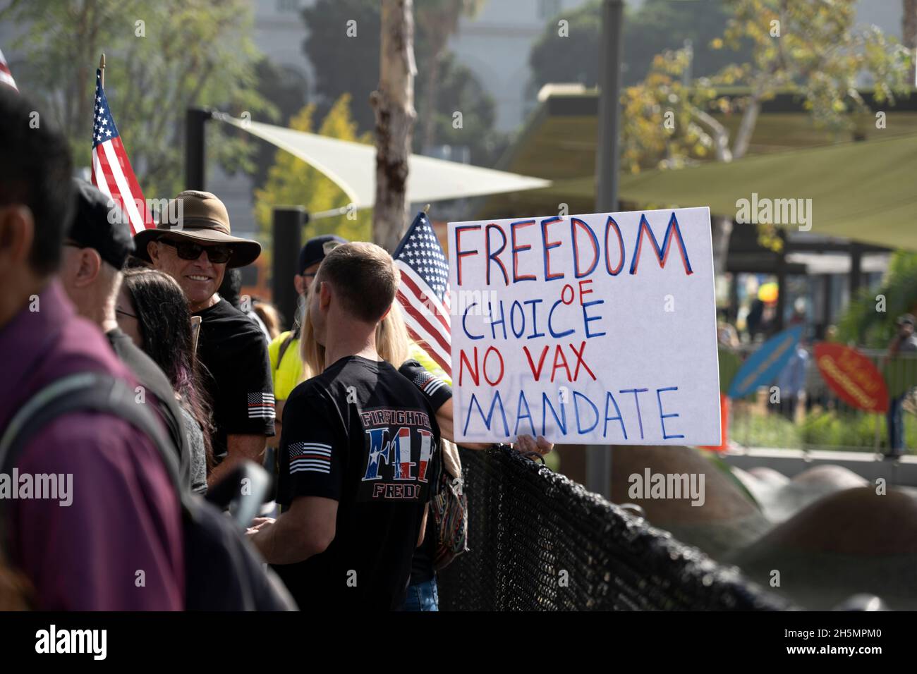 Los Angeles, CA USA - Novmber 8, 2021: Civil employees hold anti ...