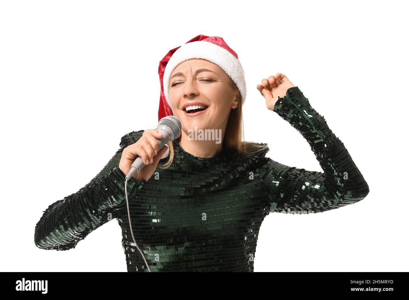 Mature woman singing christmas hi-res stock photography and images - Alamy