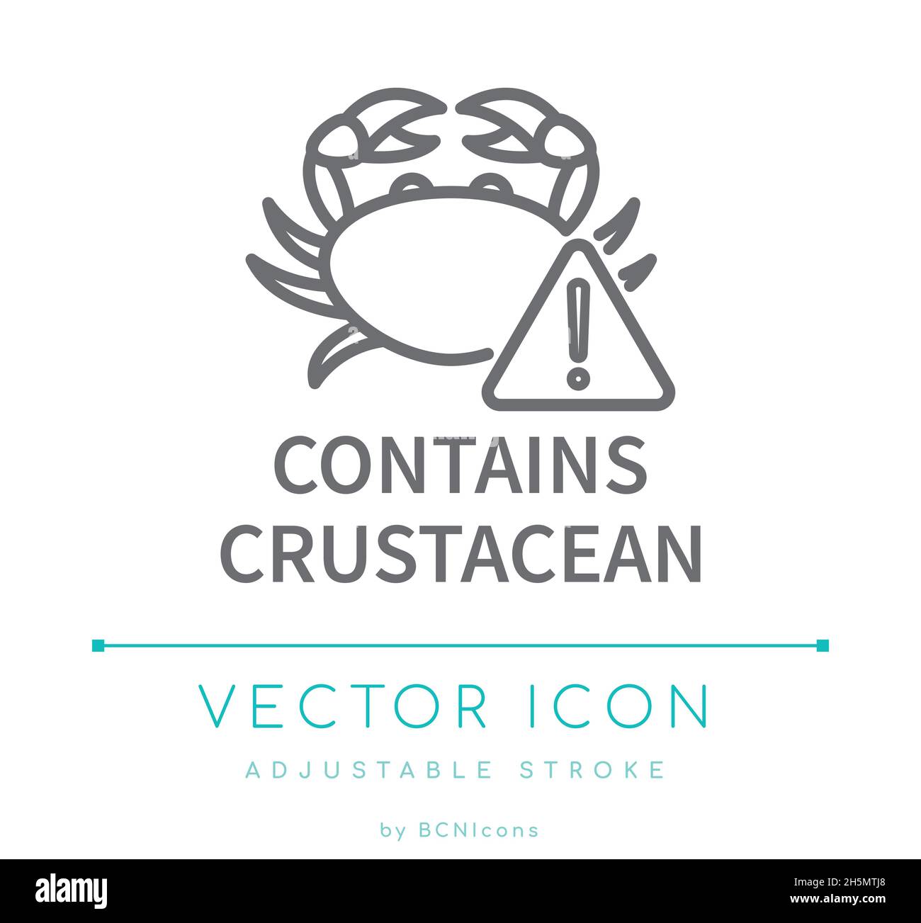 Contains Crustacean Food Allergy Warning Vector Line Icon Stock Vector ...