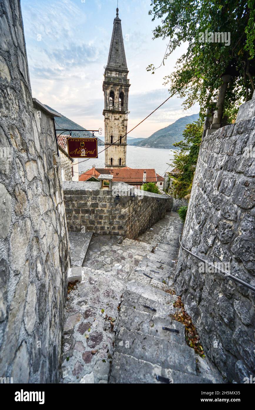 Ancient Venetian architecture of stone buildings and pathways, in the ...