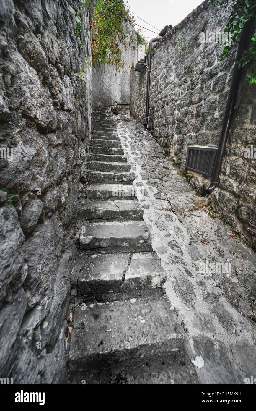 Ancient Venetian architecture of stone buildings, in the small idyllic ...