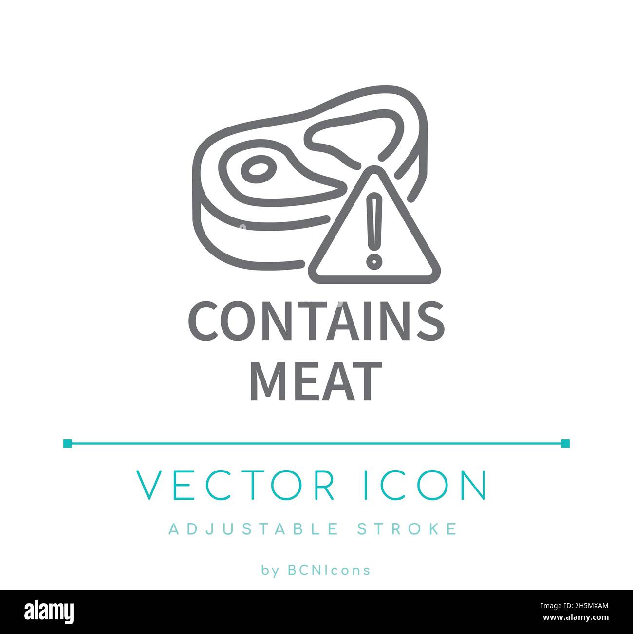 Contains Meat Food Allergy Warning Vector Line Icon Stock Vector Image ...