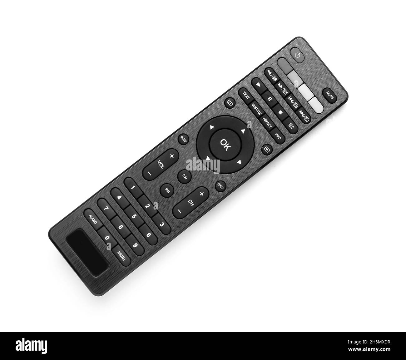 Black TV remote controller on white background Stock Photo - Alamy