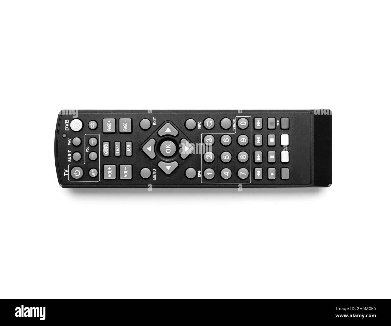 Black TV remote controller on white background Stock Photo - Alamy