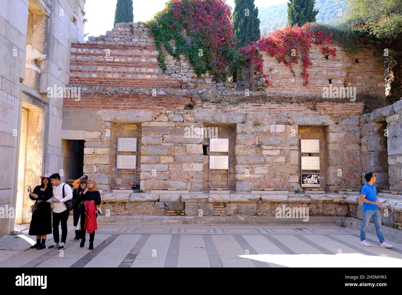 Inside the ruins of the Library of Celsus in Ephesus, Turkey Stock ...