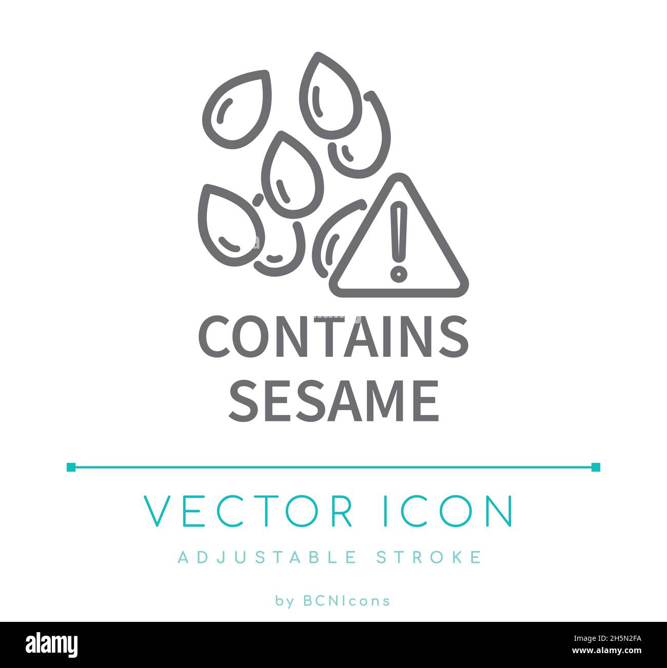 Contains Sesame Food Allergy Warning Vector Line Icon Stock Vector ...