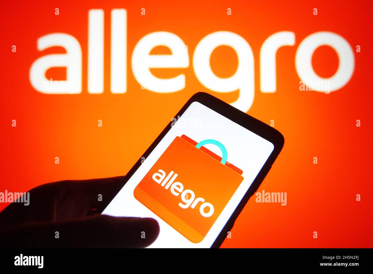 In this photo illustration, an Allegro logo of an online e-commerce ...