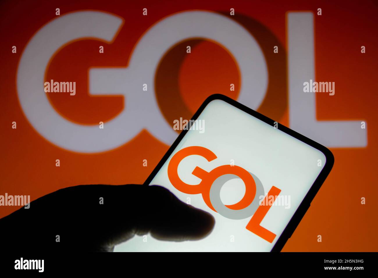 In this photo illustration the Gol Linhas Aéreas Inteligentes logo seen ...