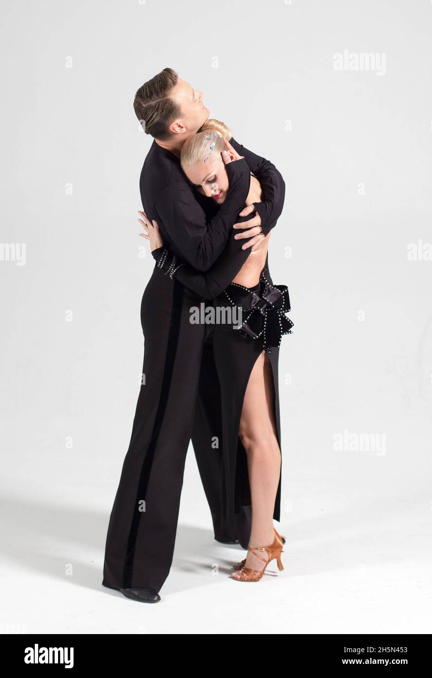 Cuddling dance salsa couple background fashion, sport waltz people ...