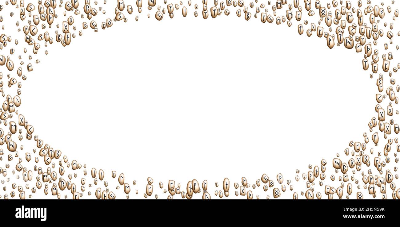 Runes round ethnic pattern. Runic alphabet, Futhark. Ancient norse ...