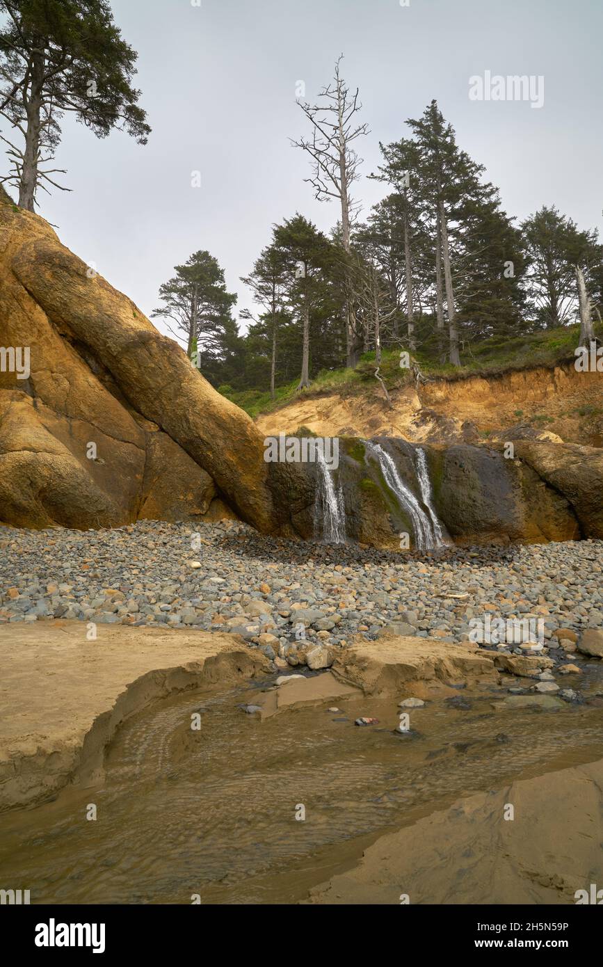 Hug Point Oregon Waterfall. The caves and waterfall in Hug Point State ...