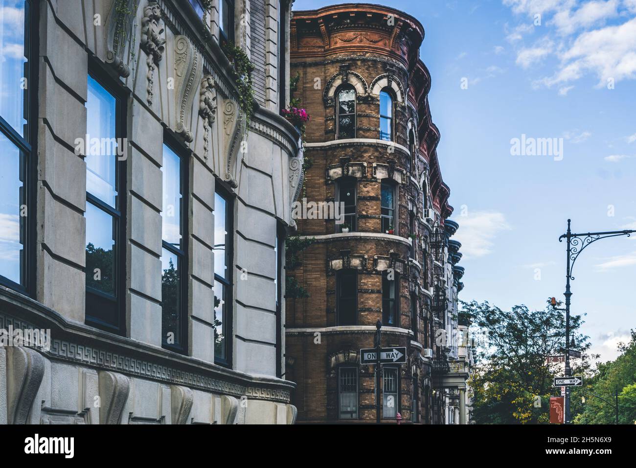 Row of Limestone and Brownstone residential buildings in Brooklyn, NY ...