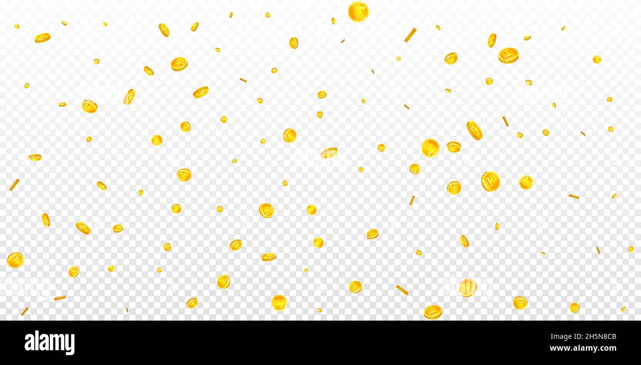 Korean won coins falling. Graceful scattered WON coins. Korea money ...