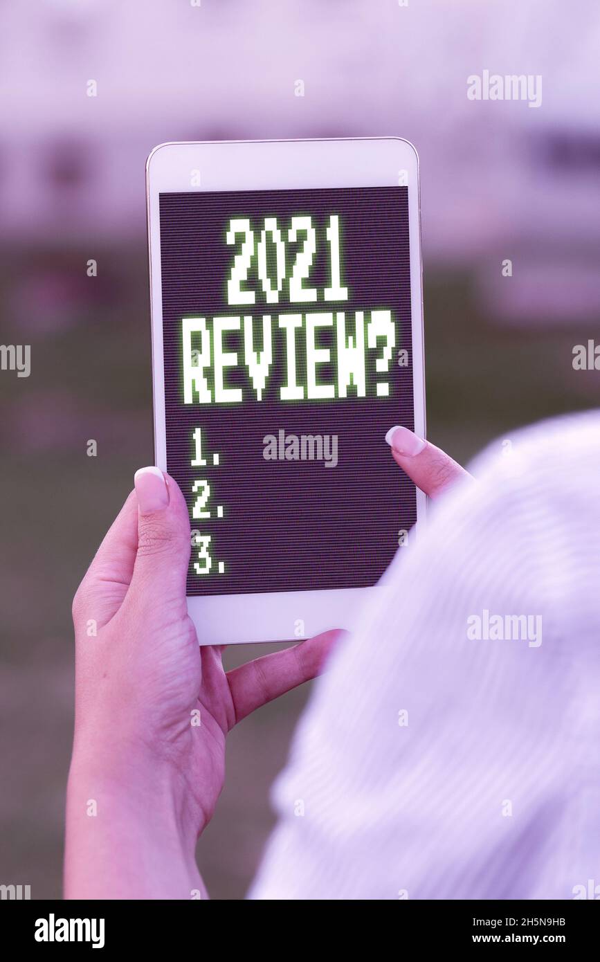 Text sign showing 2021 Review Question. Word Written on remembering ...