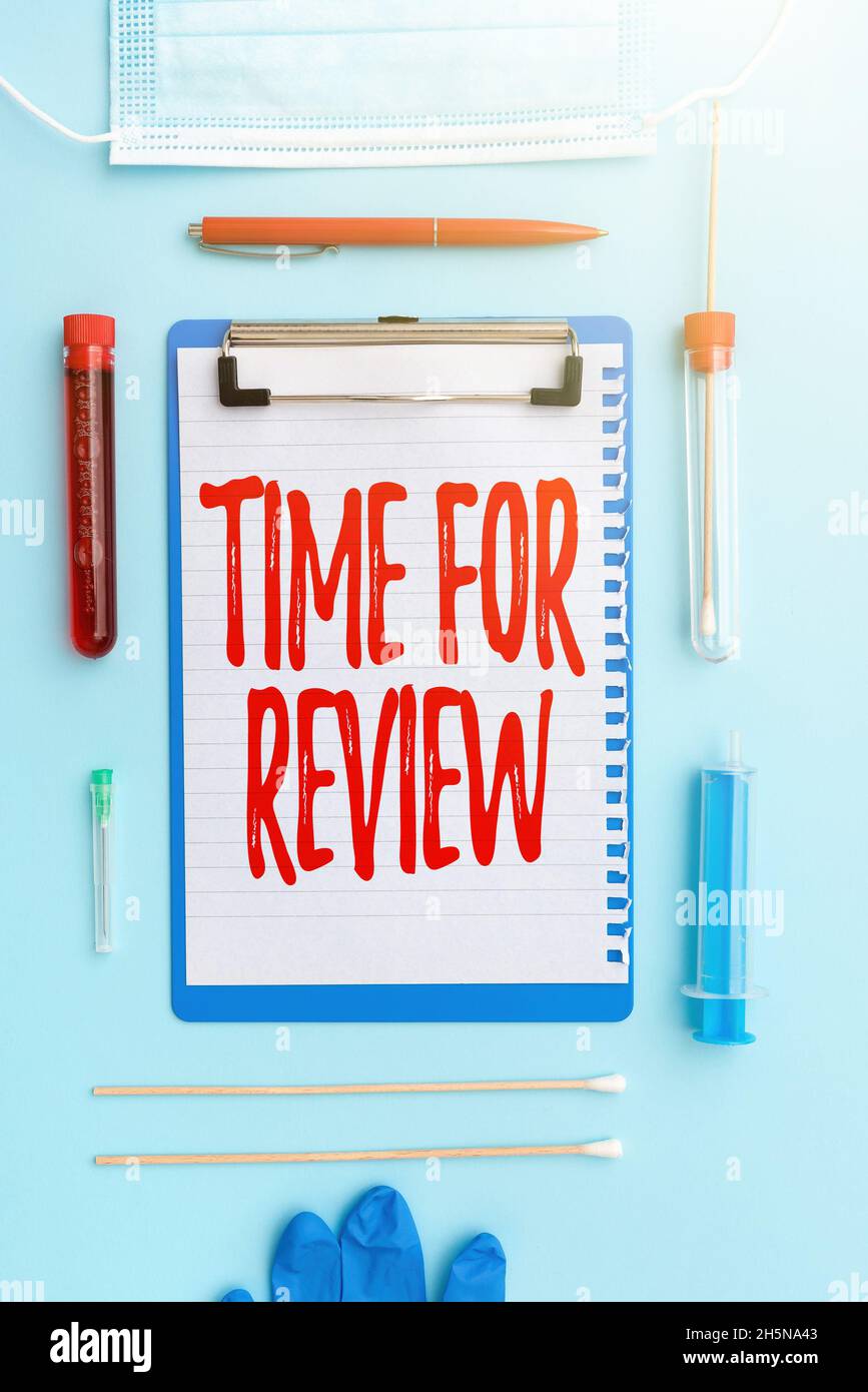 Handwriting text Time For Review. Word Written on review of a system or ...