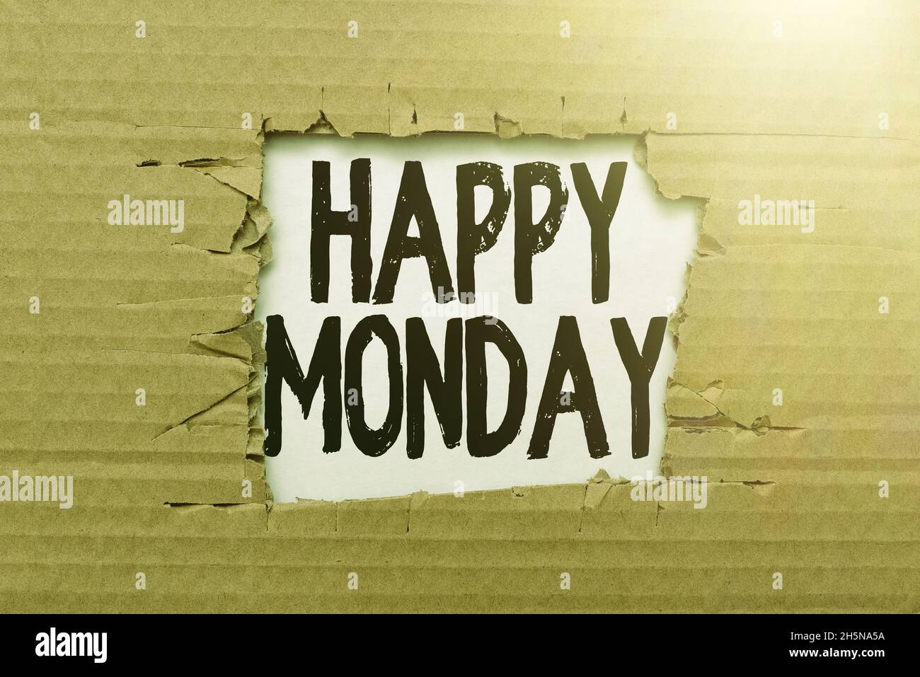 Hand writing sign Happy Monday. Business idea telling that person order ...