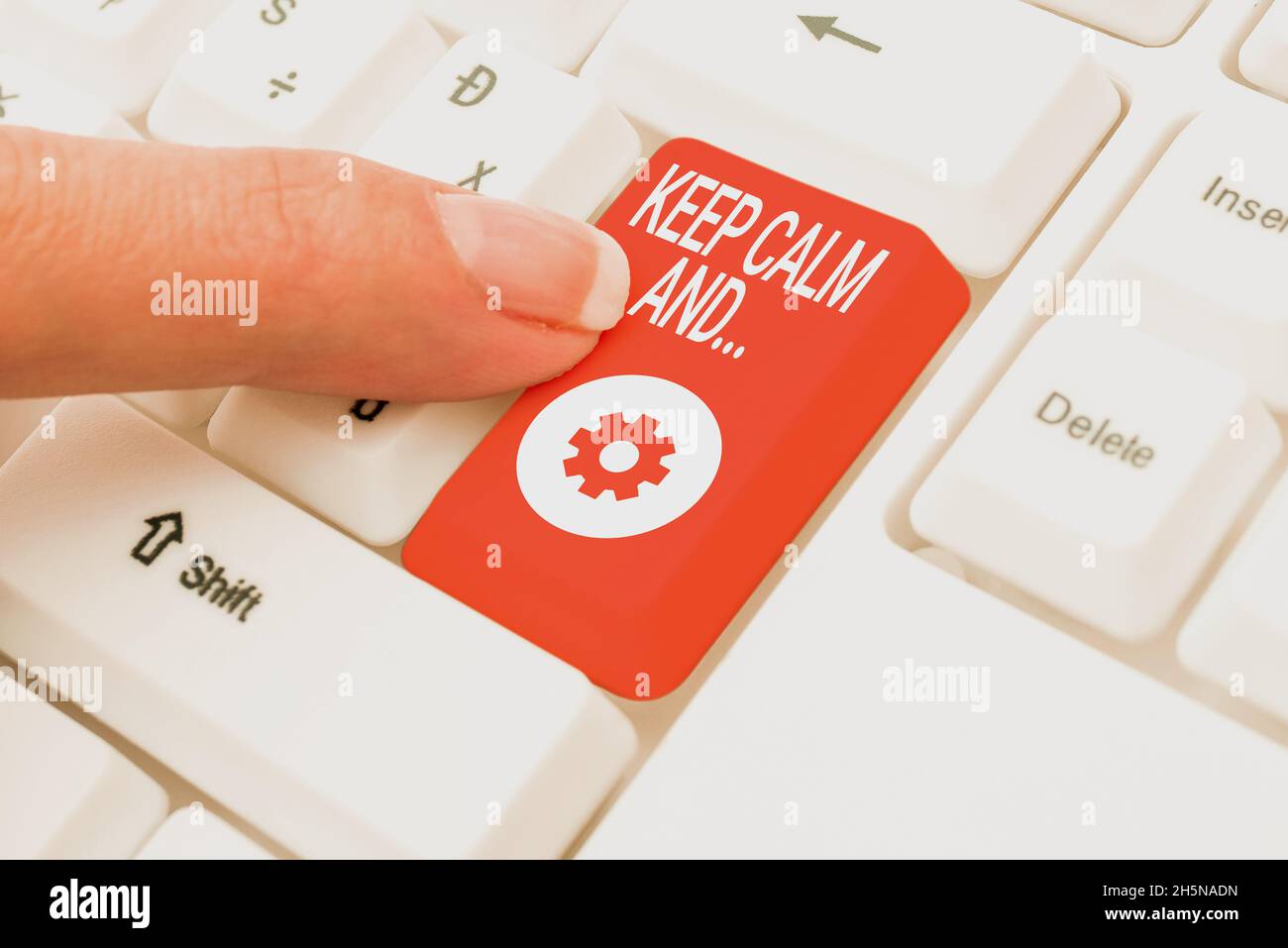 Hand writing sign Keep Calm And. Business idea motivational poster ...