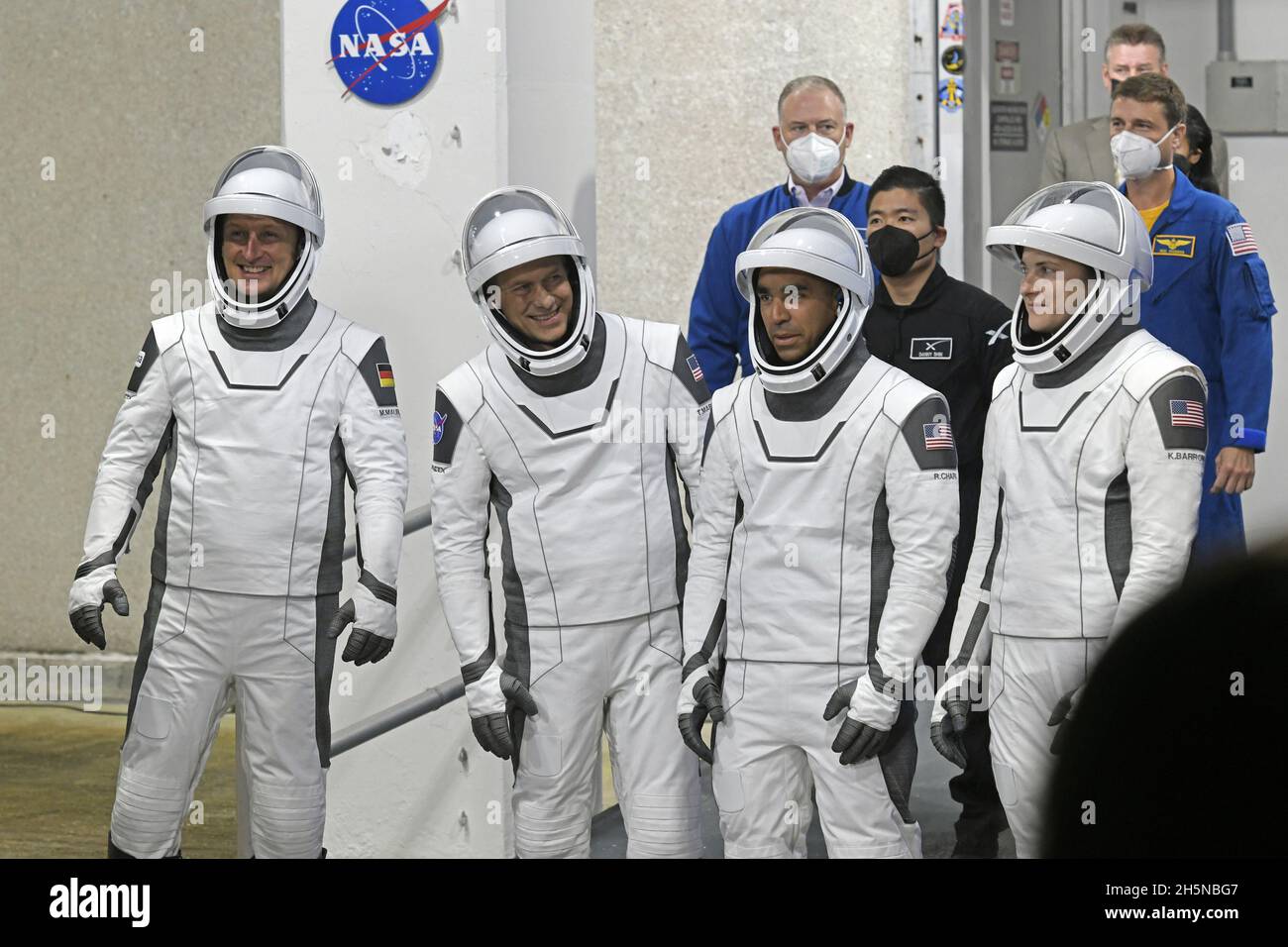 Members of Crew-3 (l to r), ESA Astronaut Matthias Maurer and NASA ...