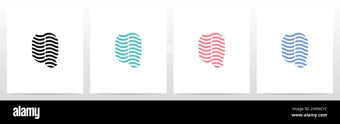 Wavy Lines Forming Letter Logo Design Q Stock Vector Image & Art - Alamy