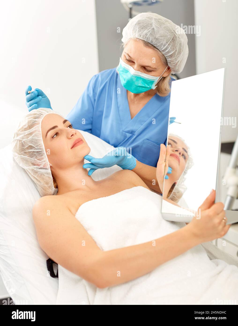 Woman getting ready for plastic surgery Stock Photo - Alamy