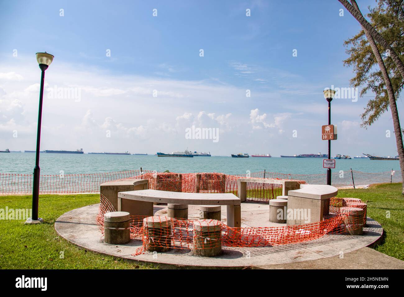 The view of Singapore East coast park. Because of COVID, the BBQ ...