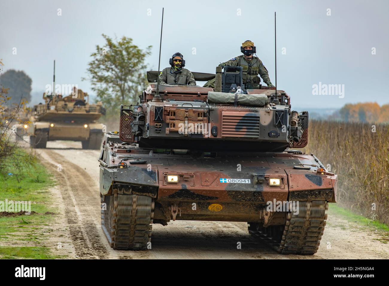 Hellenic Army soldiers lead the way in a Leopard A2 tank as U.S. Army ...