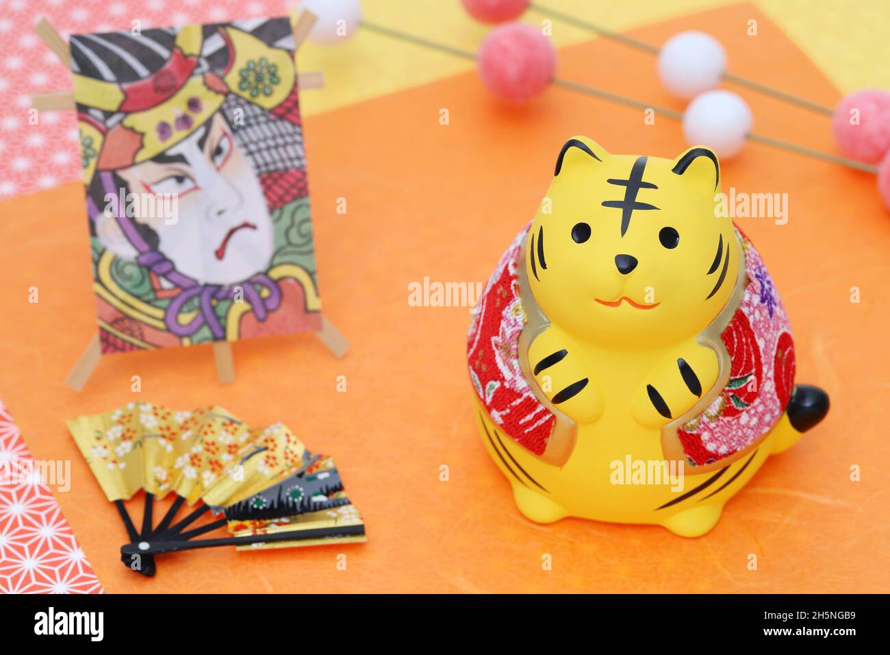 Dolls of Tora Tiger. Japanese new year card. Japanese new year tiger ...