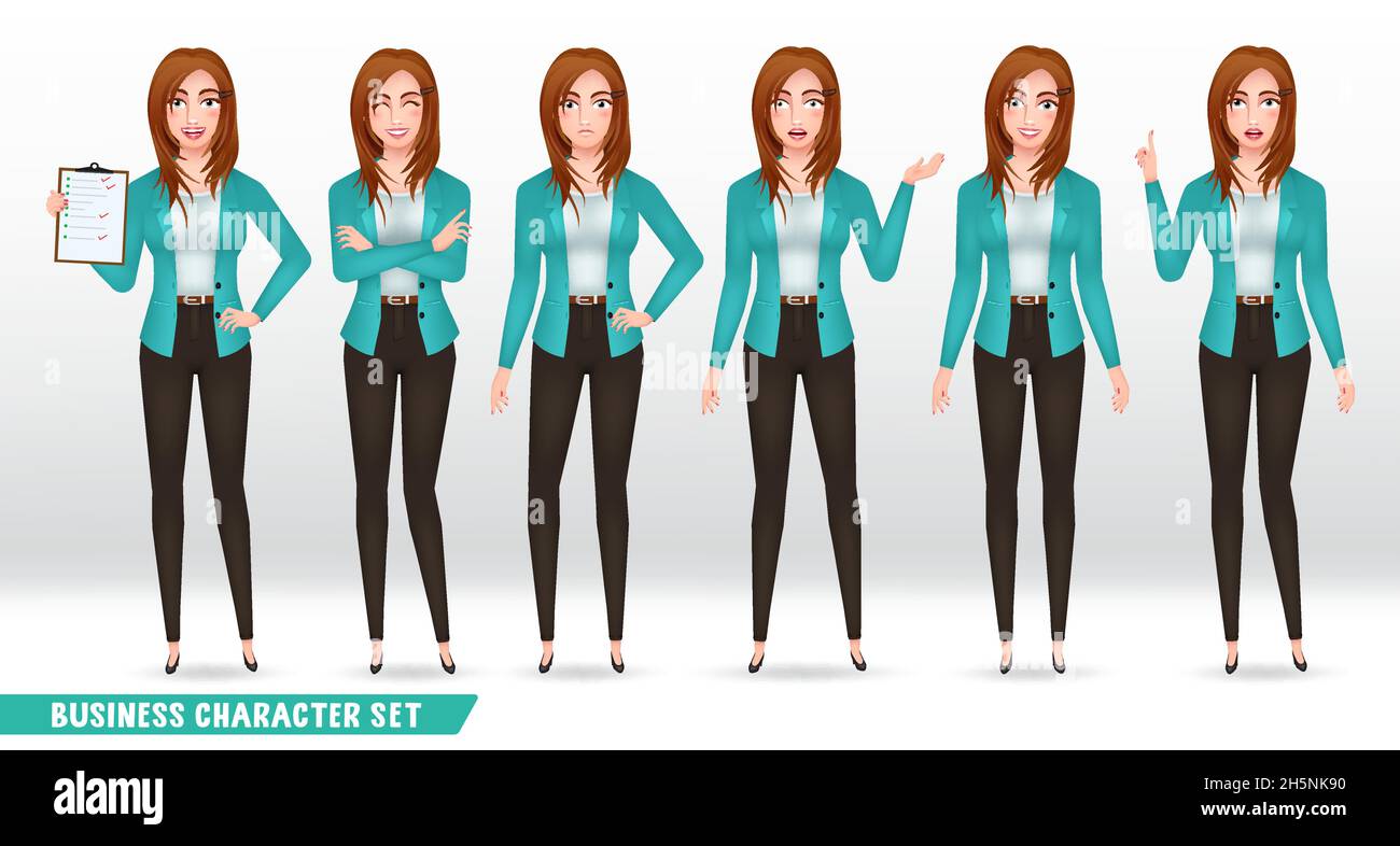 Business woman characters vector set. Businesswoman character in ...