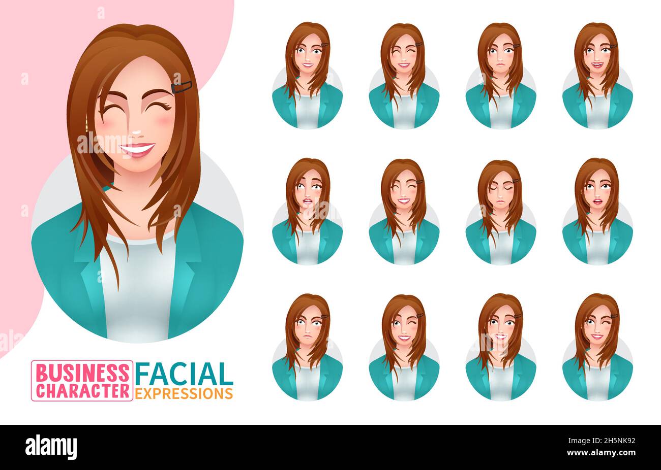 Business woman facial expressions vector set. Businesswoman characters ...
