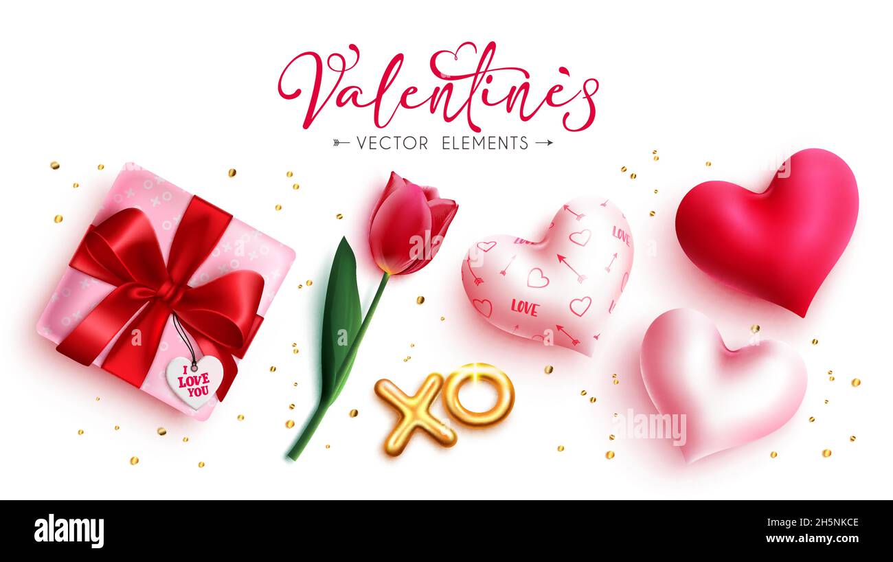 Valentines element vector set. Valentine's object collection of gift ...