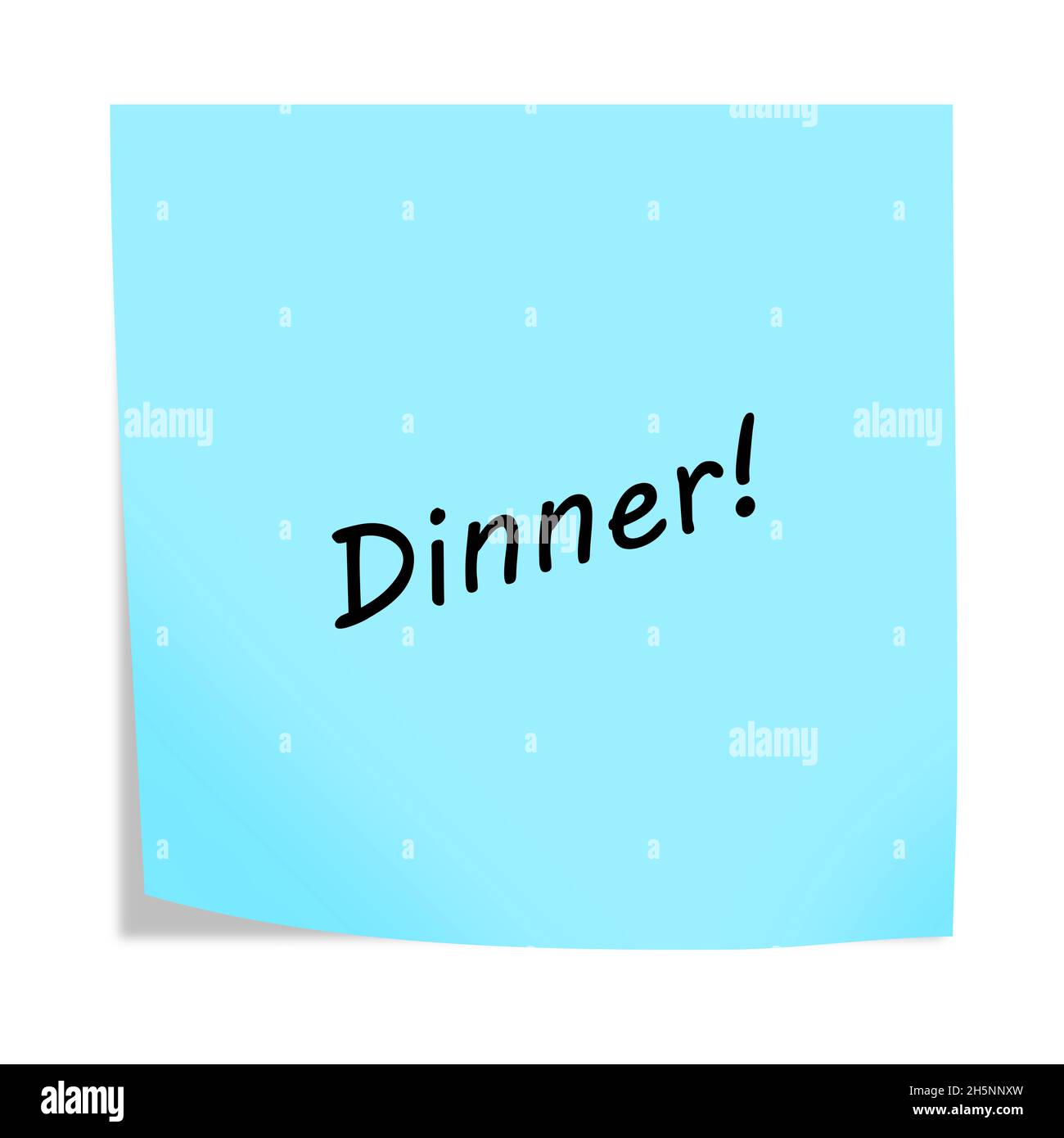 Dinner 3d illustration post note reminder on white with clipping path ...