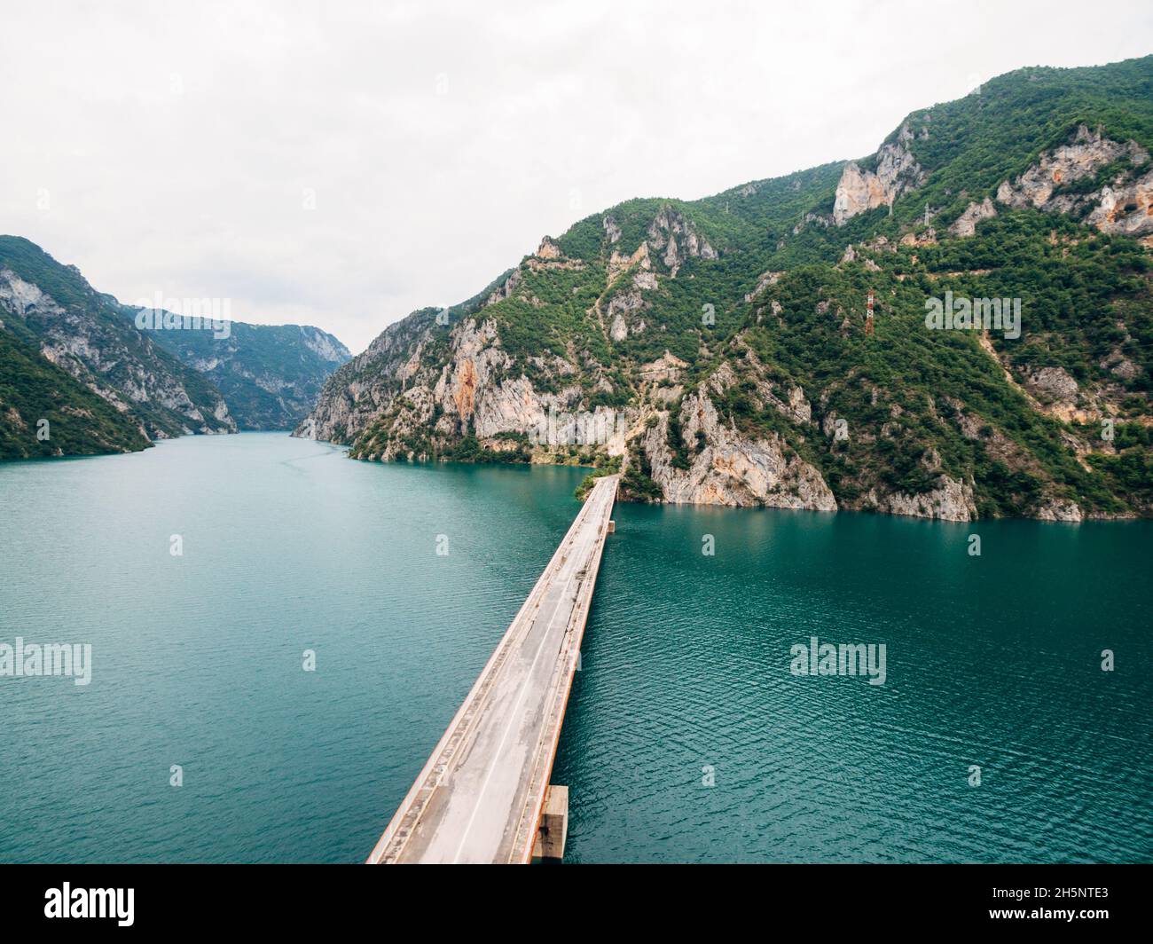 Bridge over Lake Piva. Montenegro Stock Photo - Alamy