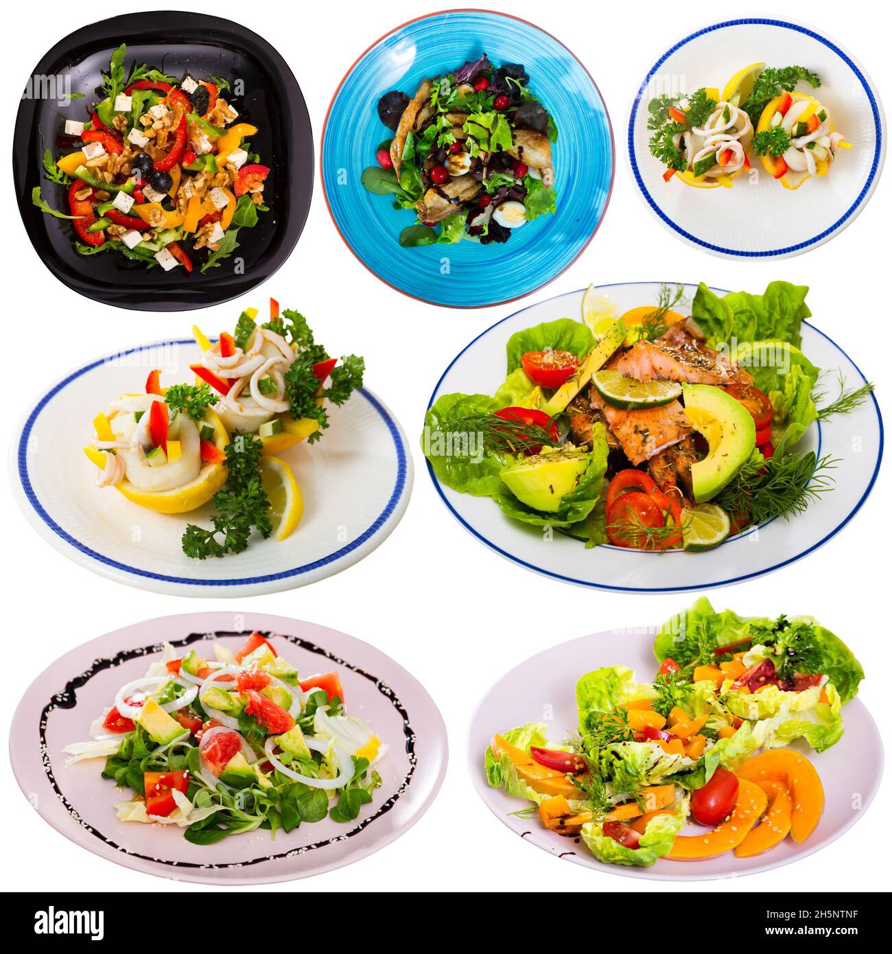 Set of various salads isolated Stock Photo - Alamy