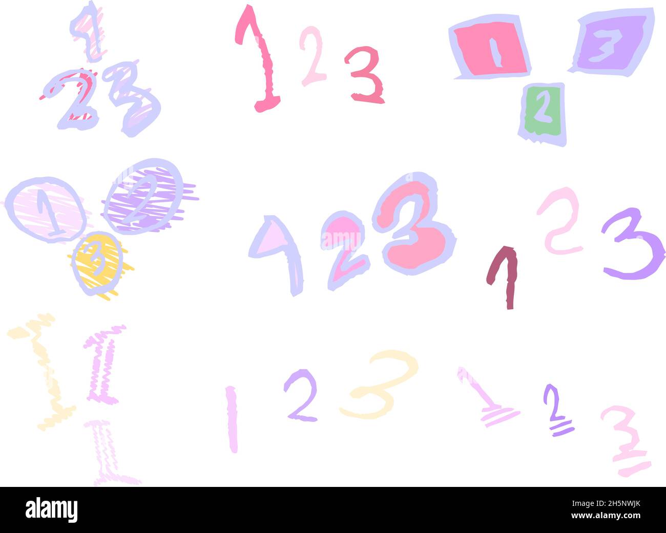 This is a illustration of 123 number scribbles drawn by children Stock ...