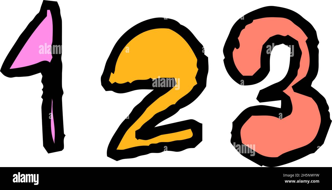 This is a illustration of 123 number scribbles drawn by children Stock ...