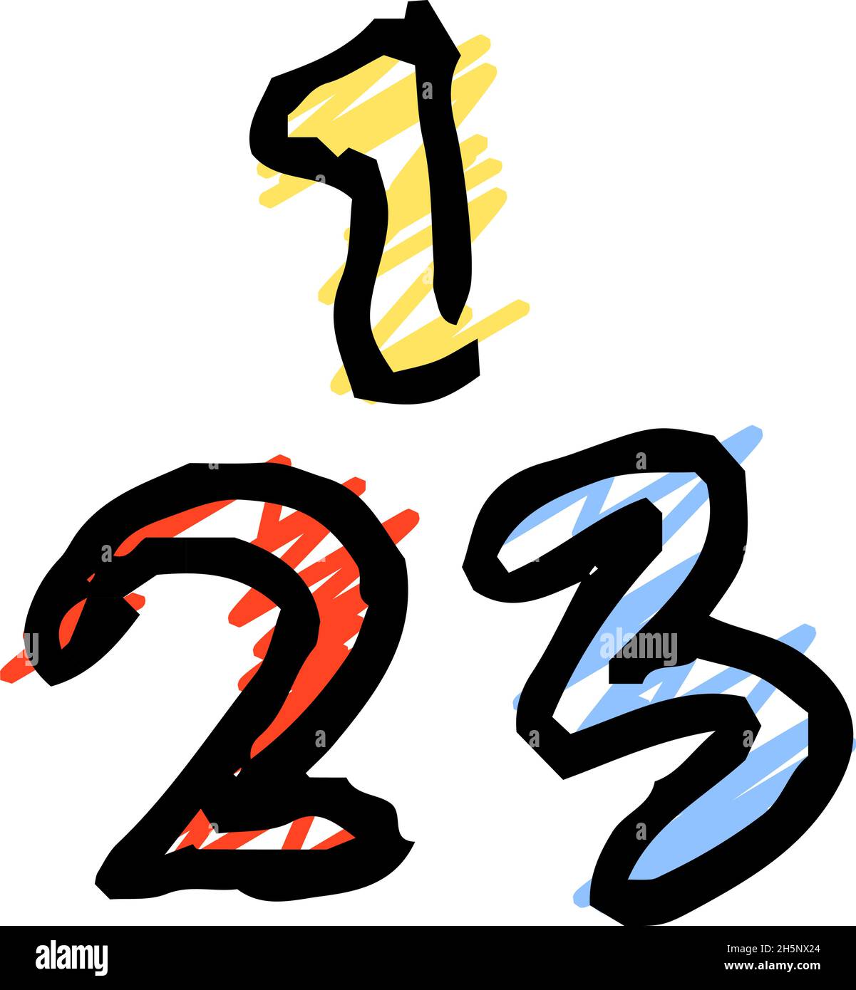 This is a illustration of 123 number scribbles drawn by children Stock ...