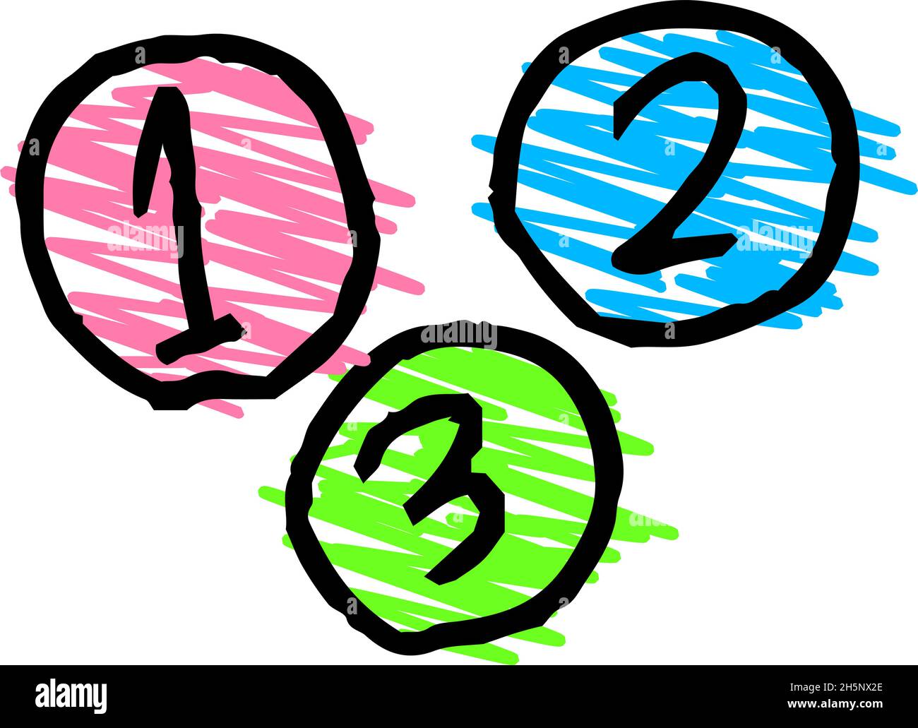 This is a illustration of 123 number scribbles drawn by children Stock ...