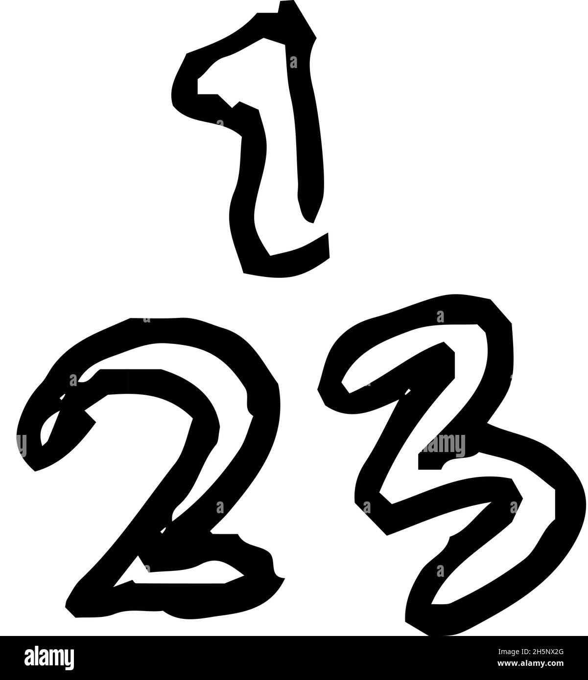 This is a illustration of 123 number scribbles drawn by children Stock ...