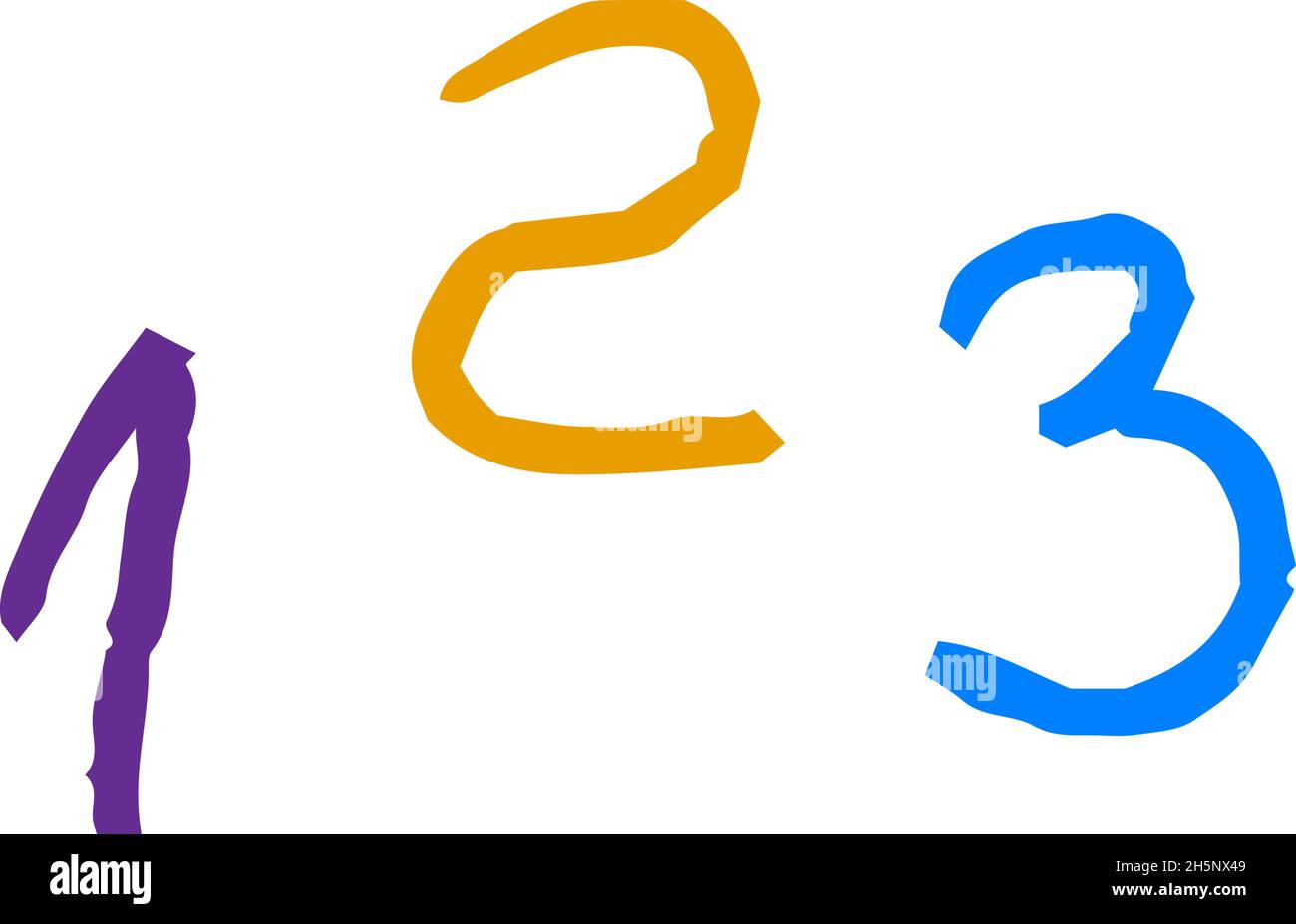 This is a illustration of 123 number scribbles drawn by children Stock ...