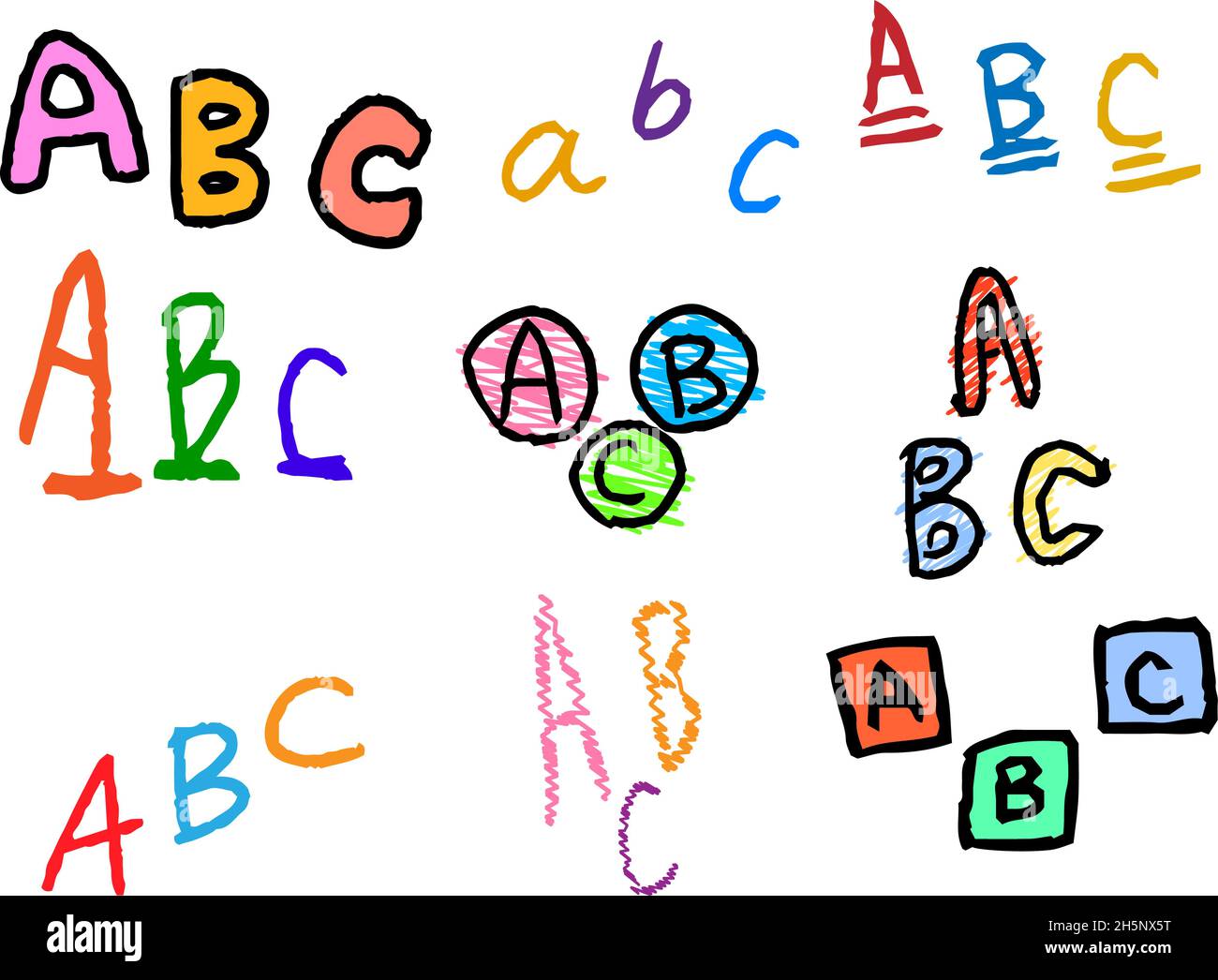 This is a illustration of Abc alphabetic graffiti drawn by a child ...
