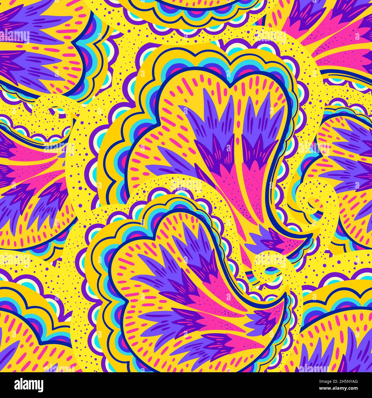 Funky colorful seamless psychedelic pattern for design and decoration ...