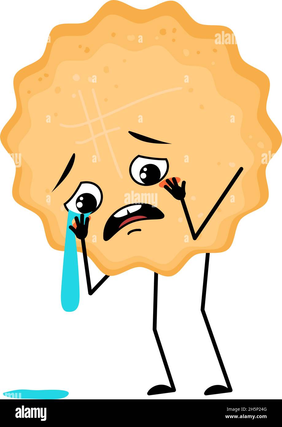 Cute milk cookie character with crying and tears emotion, sad face ...