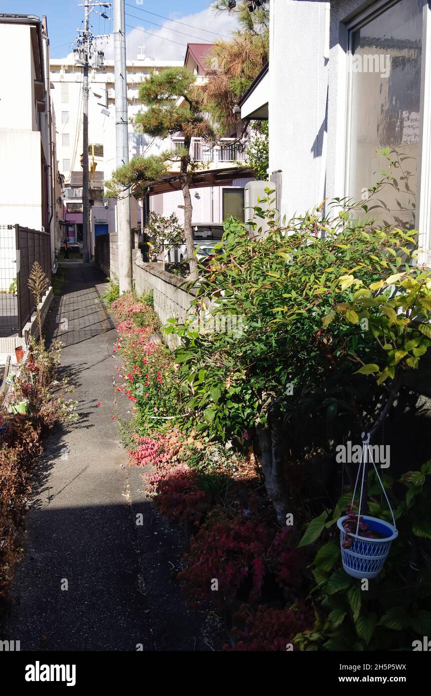 iida, nagano, japan 2021-11-11 , small roads in Iida city center in ...