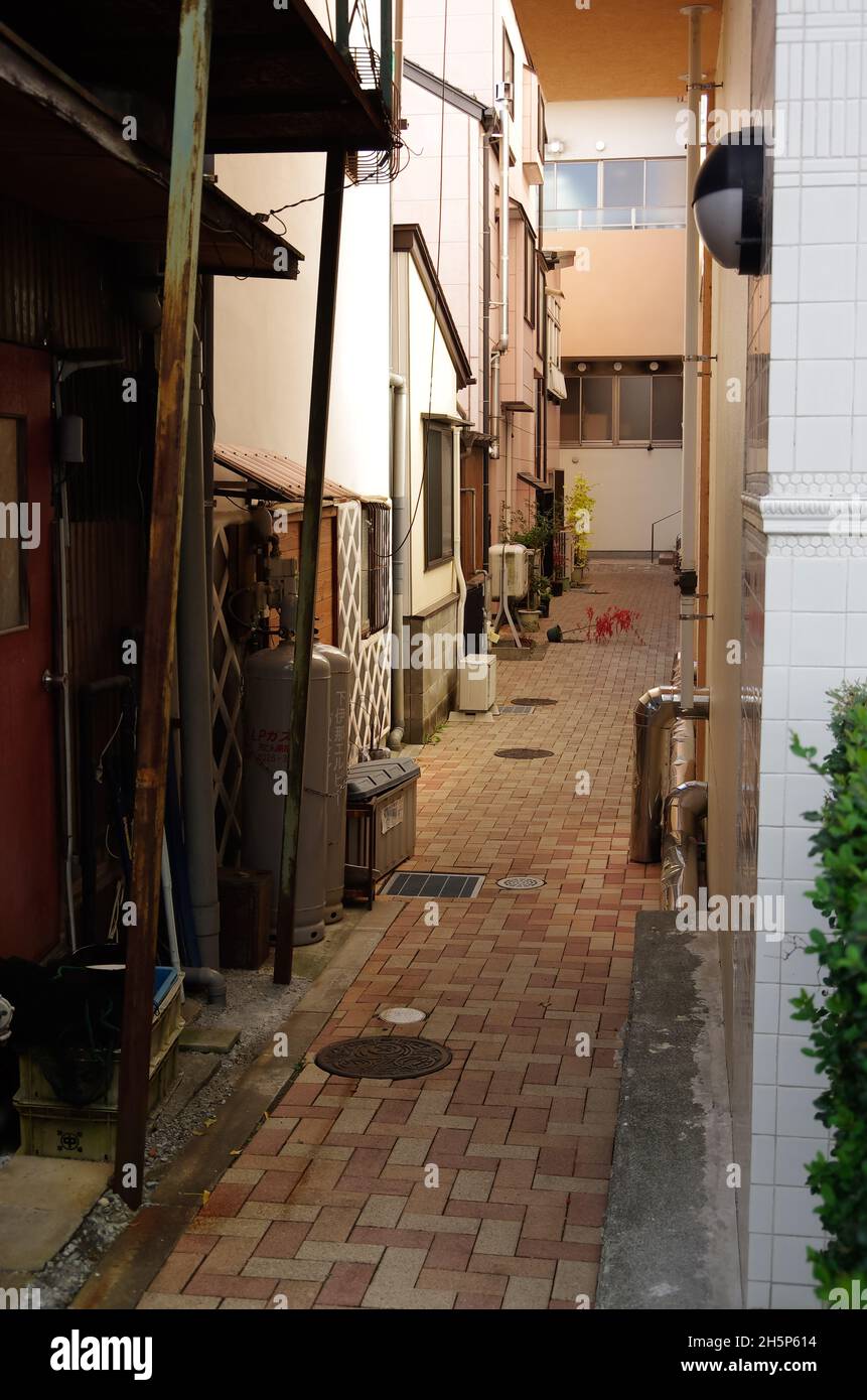 iida, nagano, japan 2021-11-11 , small roads in Iida city center in ...