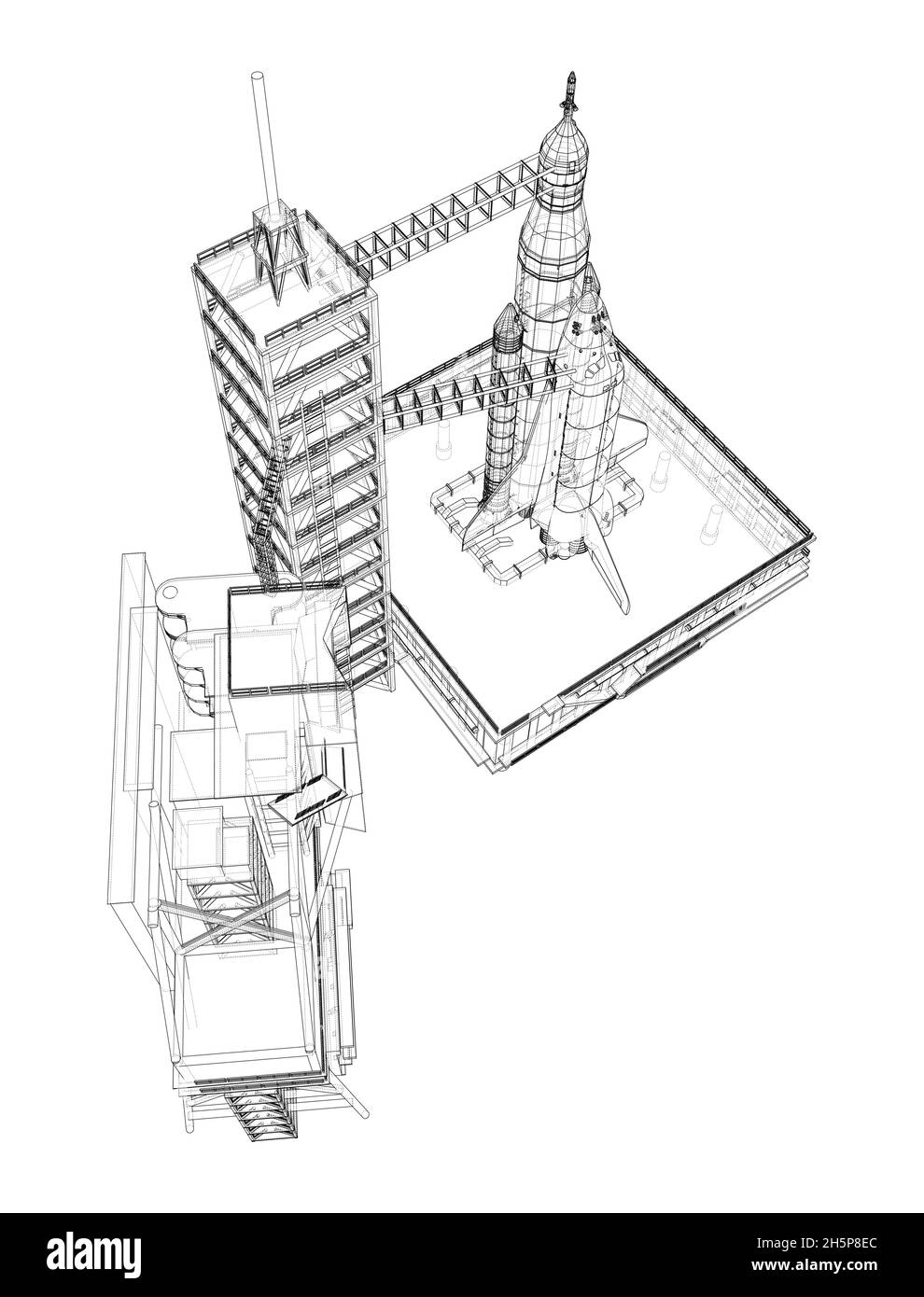 Space Rocket on launch pad. Vector Stock Vector Image & Art - Alamy