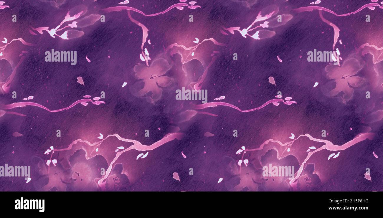 Watercolor Cherry Blossom Draw. Pink Sakura Stock Photo - Alamy