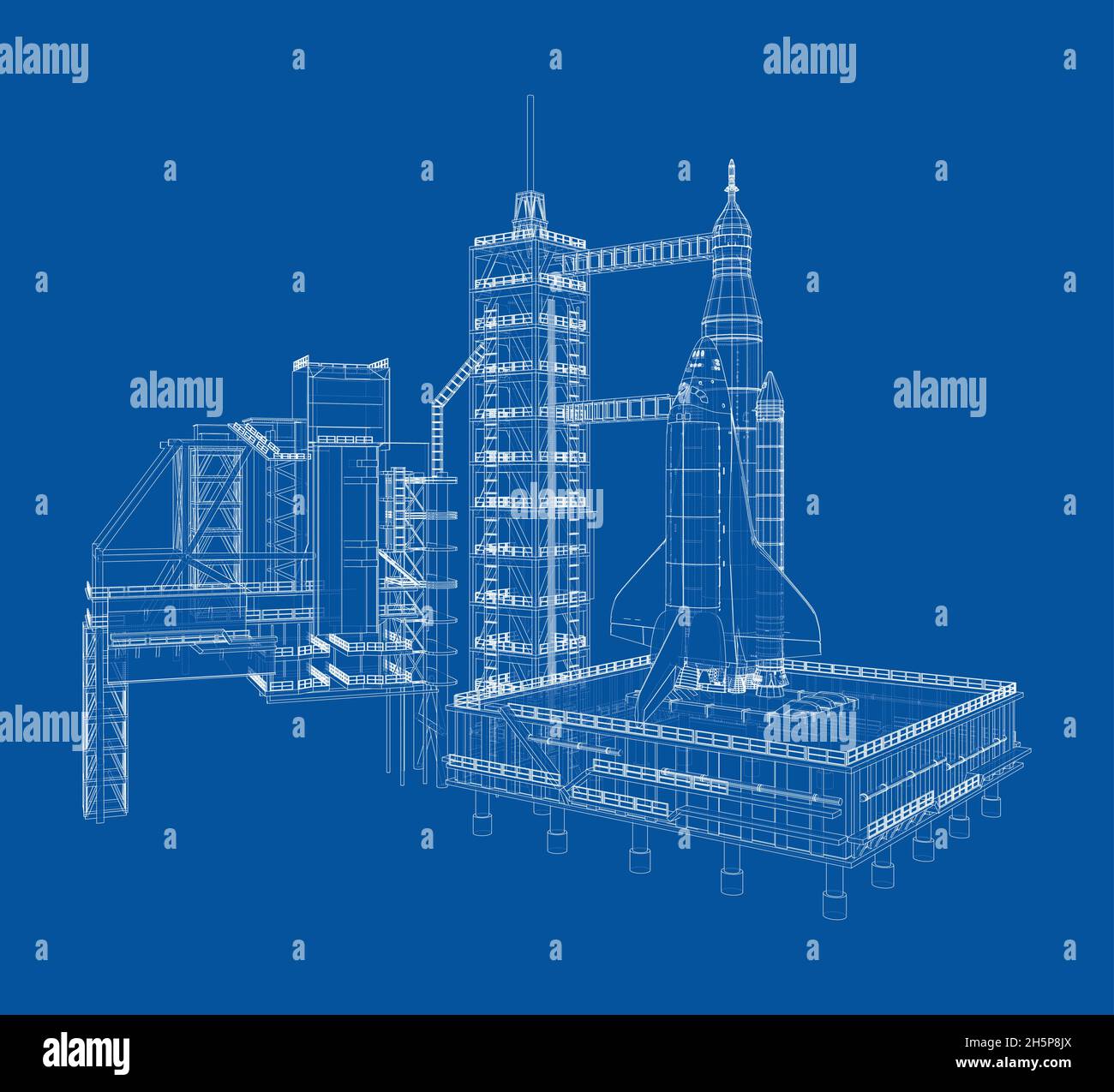 Space Rocket on launch pad. Vector Stock Vector Image & Art - Alamy