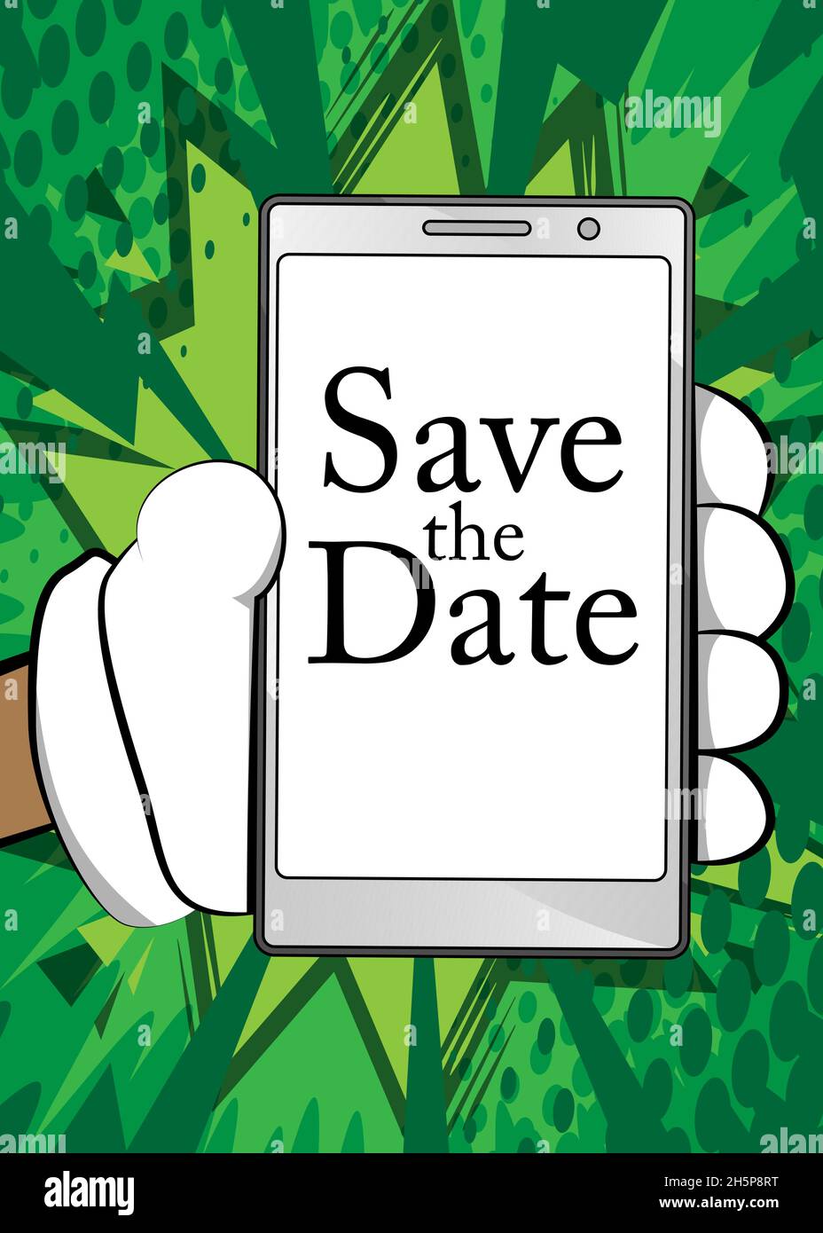 Save the date text on Smartphone screen. Cartoon vector illustrated ...