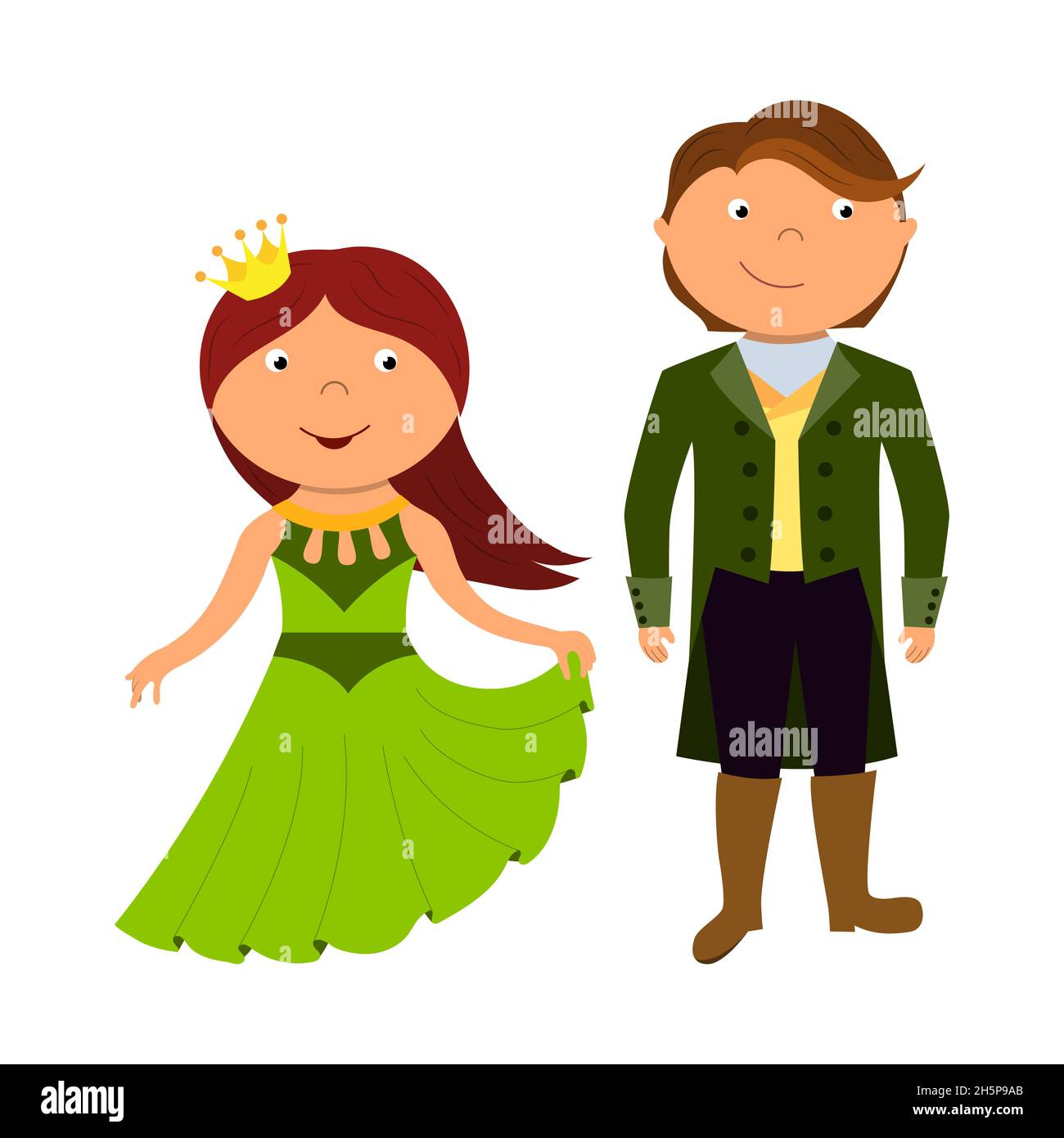 A beautiful fairy-tale princess and a prince in a crown and a fancy ...