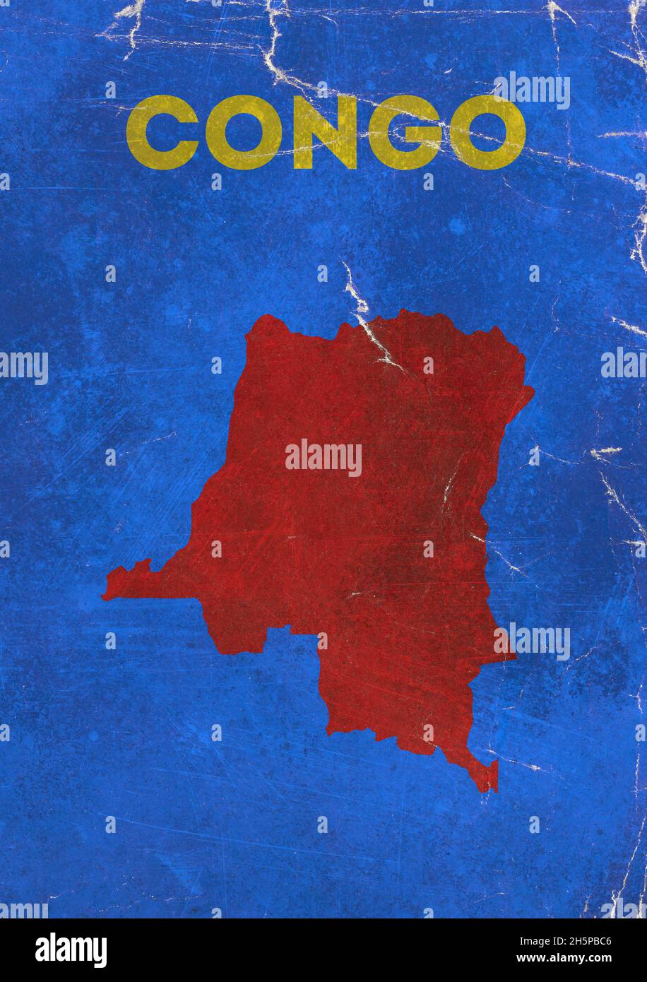 minimalist map and the name of Congo design with grunge metal deep ...